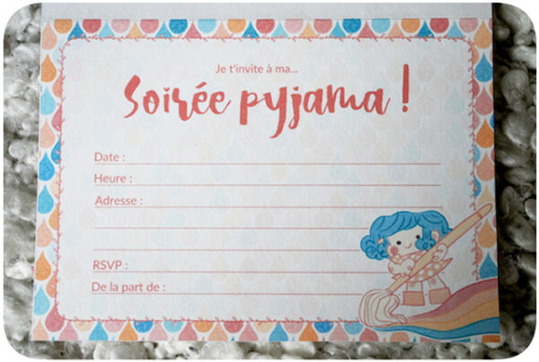 Carton d'invitation pour une soirée Pyjama • Minikim Carton d'invitation pour une soirée Pyjama • Minikim